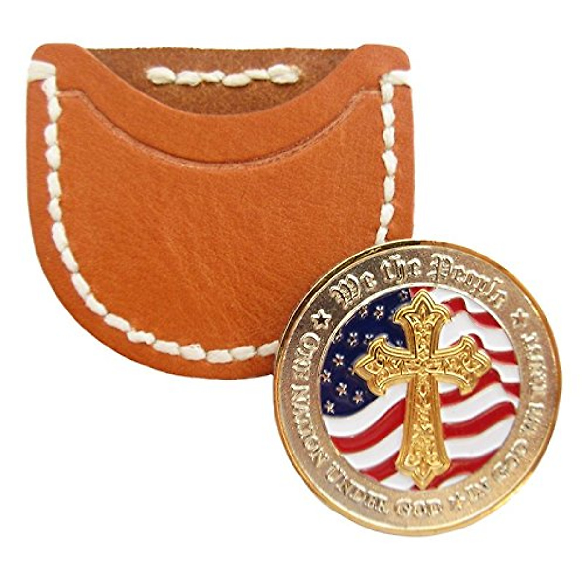 Tan 1 3/4" Challenge Coin Protective Pouch/Sleeve, Genuine Leather, 100% Hand Made