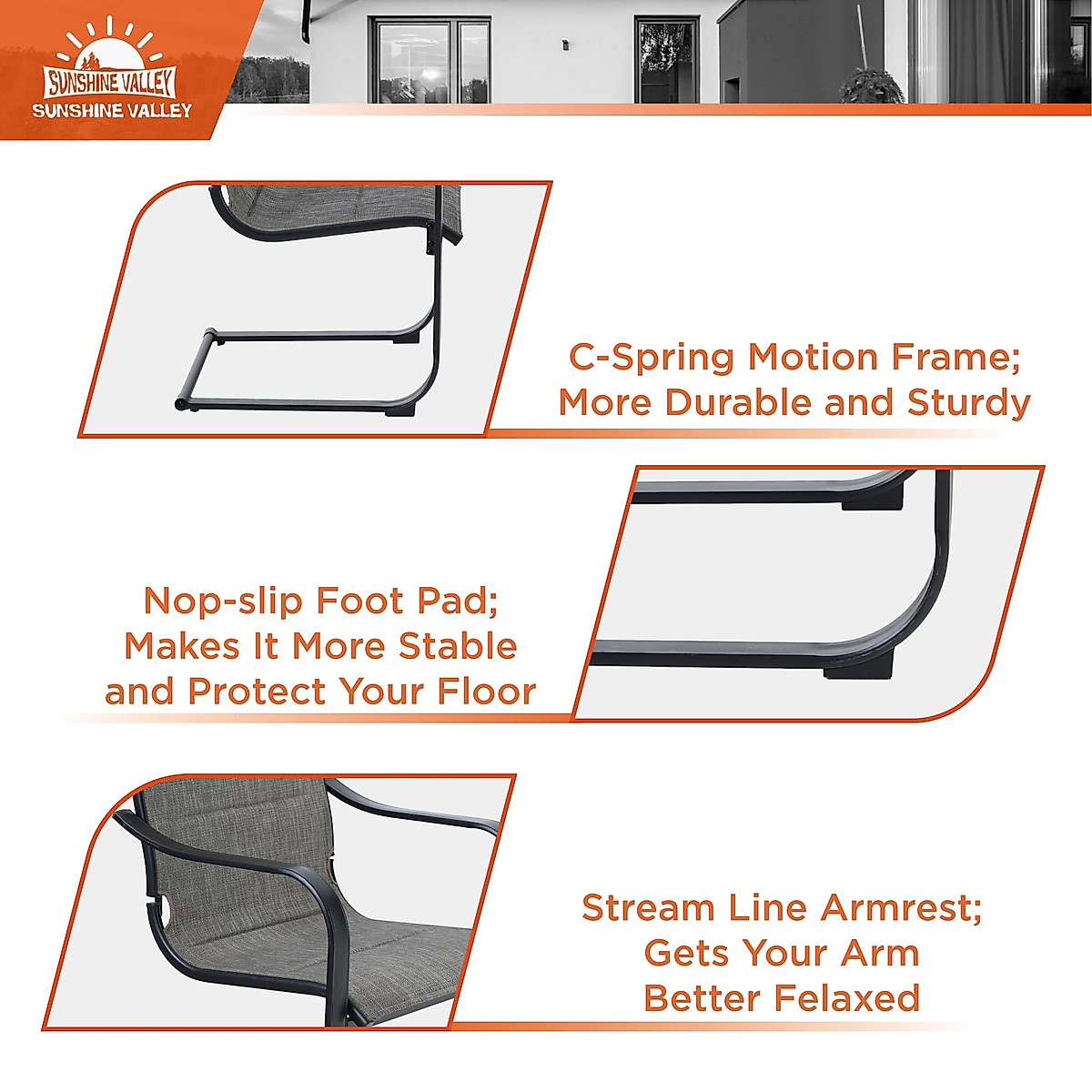 SUNSHINE VALLEY 9 Piece Patio Dining Sets for 8, Outdoor Table and Chairs Set with Extendable Rectangular Patio Dining Table & 8 C Spring Patio Dining Chairs, Outdoor Dining Set for Backyard Deck Lawn