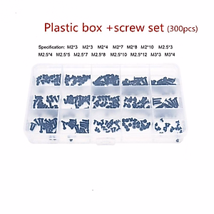 TONGCHAO Tchaosc M2,M2.5,M3 Screws 300pcs Laptop Notebook Computer Screws Replacement Kit Alloy Steel Screws (Color : Plastic Box and scre)