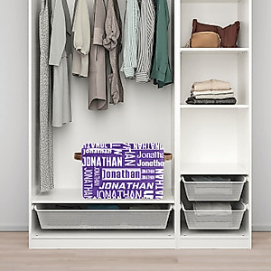 XIUCOO Monogram Purple Personalized Custom Name Waterproof Storage Boxs Baskets Clothes Towel Book for Bathroom Office 1 Pack