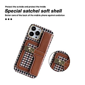 Wallet Crossbody Bag for iPhone 13 Case with Tether Strap Credit Card Holder 6.1 Inch, PU Leather Protective Handbag Zipper Wallet Holder Girl (Wine)