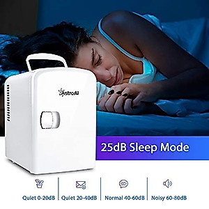 AstroAI Mini Fridge Portable AC/DC Powered Thermoelectric System Cooler and Warmer 4 Liter/6 Can for Cars, Homes, Offices, and Dorms,White (Renewed)