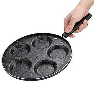 Fdit Nonstick Frying Pan, Aluminum Material, 5 Round-Hole Design, Suitable for Breakfast and Omelette Cooking