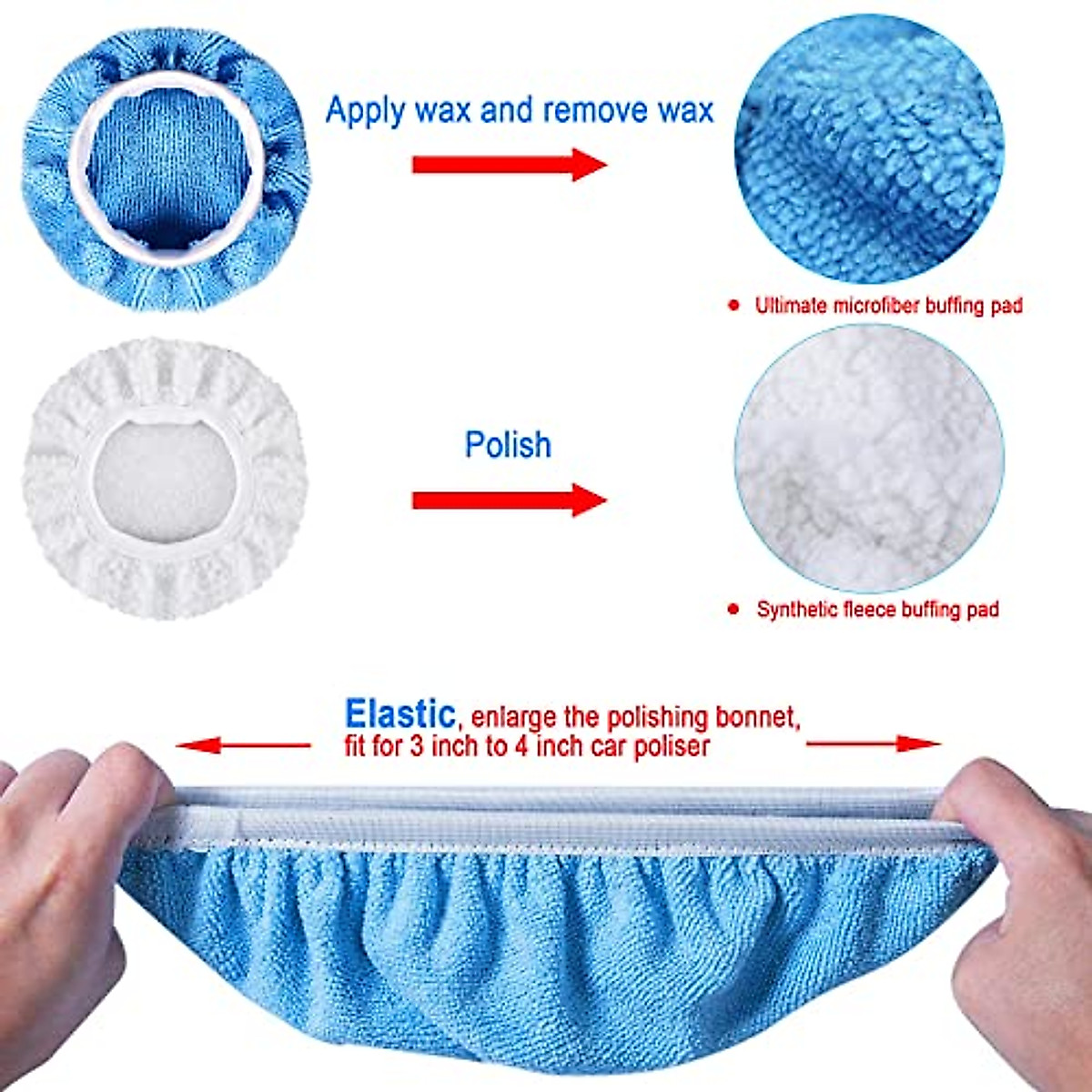 SIQUK 16 Pieces 3 Inch Buffing Pads Foam Polishing Pad Kit Polisher Pads Bonnets Wax Buffer Polish Pads Car Buffer Attachment for Drill