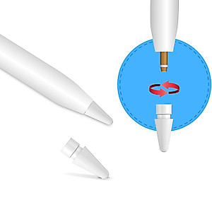 TITACUTE 3 Pack iPencil Accessories for Apple Pencil 1st Generation, Stylus Pencil Tip + Magnetic Replacement Cap Top Cover + Charger Adapter for Apple Pen 1st Gen for iPad Pro 10.5" 12.9" 9.7" White