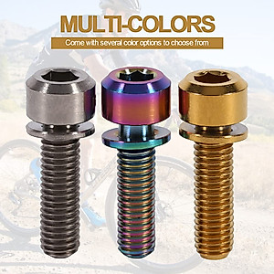 VGEBY Titanium Alloy Hex Tapered Bike Bolt, 6Pcs Stainless Steel Bike Parts Bike Stem Bolt with Washer Screw Bike Stem Bolts Titanium Bolts BMX Accessories (Golden)