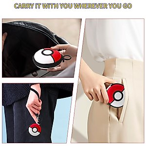 HYPERCASE Carrying Case for Pokémon GO Plus + 2023 , with PC Protective Cover for Pokemon GO Plus, One Carry Case Hand Strap and Clear Hard Shell Wrist Strap（Red and white）
