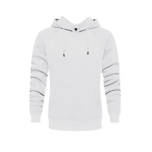 Mens Casual Hoodies, Fashion Hoodies For Men Big And Tall 2Xl Hoodies Hoodie Street Man Loose Blank Fleece Sweater Men's Large Long Sleeve Hoodie Full Zip (XXL, White)
