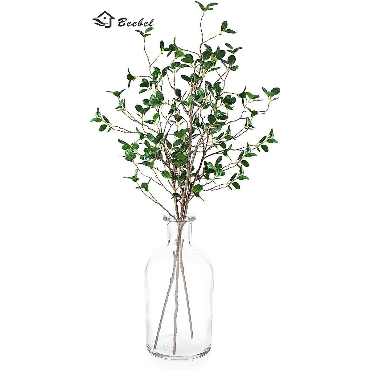 Beebel 3.5Ft 3PCS Artificial Branches Plants Eucalyptus Shrubs Greenery Stem Ficus Twig Fake Plastic Plant for Vase Bouquets Wedding Floral Arrangement Decor