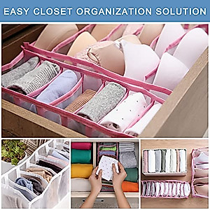 uxcell 3pcs Underwear Sock Organizer, Wardrobe Storage Organizer Foldable Drawer Divide Storage Box for Clothes, Socks, Underwear, Flower White
