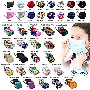 WECARE Disposable Face Masks For Kids, 50 Blue Face Masks, Individually Wrapped