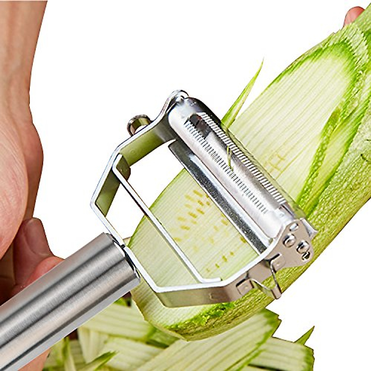 Sunkuka Julienne Peeler Stainless Steel Cutter Slicer with Cleaning Brush Pro for Carrot Potato Melon Gadget Vegetable Fruit