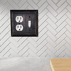 Amazon Basics Decorative 2-Gang Duplex Combination Wall Plate - 2-Pack, Oil Rubbed Bronze