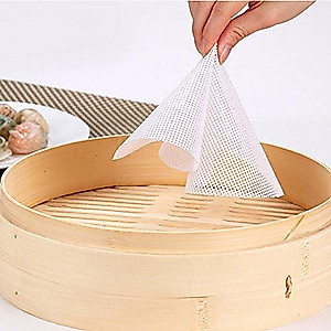 Inchant 5Pcs Kitchen Silicone Steamer Mesh Non-Stick Pad Round Shape Dumplings Mat Steamed Buns Baking Pastry Dim Sum Mesh（11" Diameter）