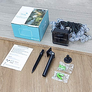 Metaku Solar Lights Outdoor String Lights 23ft 50 LED Fairy Lights Solar Powered 8 Modes Auto On/Off Christmas Lights Outdoor Waterproof Decorative Globe Lights for Patio Garden Gazebo Bistro Balcony