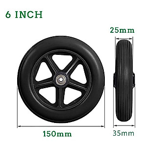 6 Inch Solid Wheel Replacement for Wheelchairs, Rollators, Walkers,