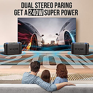 W-KING 120W RMS-150W Peak Portable Bluetooth Speaker Loud, 2.1 Stereo 3-Way Large Party Outdoor Wireless Speaker w/Bass&Treble Adjust/Guitar&MIC Port/UHF Microphone/Accompaniment/REC/Live/HP Monitor