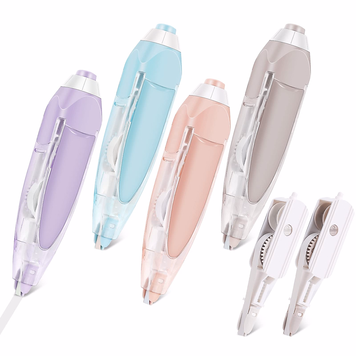 BESARME 6 in 1 Refillable White Out Correction Tape Set, 4 Retractable White Out Tape Pens with 2 Replacement Whiteout Tape for School Office Supplies, 0.2 X 236 Inch