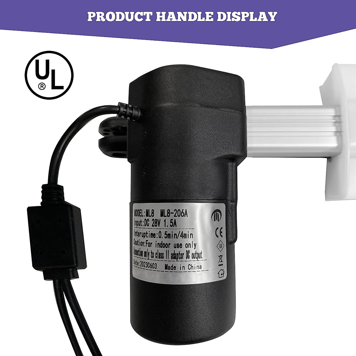 Kroshine Power Recliner Motor Replacement with Cord Model ML8-206A Linear Actuator for Sofa Lift Chair Couch Massage Seat Bed, Aluminum