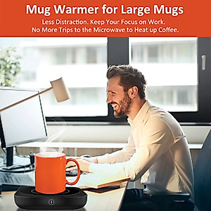 PEFEK Coffee Mug Warmer for Desk Large Candle Jar Warming Plate Auto Shut Off Desktop Electric Heated Coaster for Tea Cup Teapot Chemex Pot Calentador de Tazas para Velas Aromaticas Electrico, Black
