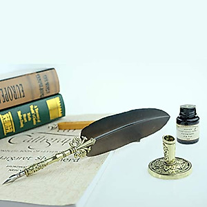 GC Quill Antique Feather Writing Quill Pen Gold Pen Stem Calligraphy Pen Set 100% Quality Guarantee