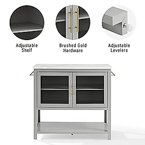 Crosley Furniture Katrina Kitchen Island with Faux Marble Top, Gray