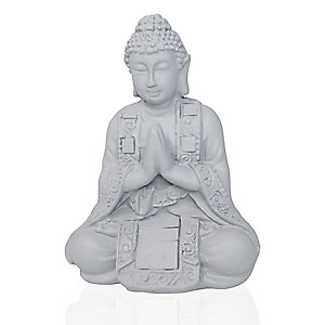 Gray Japanese Zen Garden Sand Box with Miniature Gold Bell Design - Mini Buddha Statue in Sand - Perfect Meditation Gifts for Relaxation and Mindfulness - Perfect Home and Office Decor