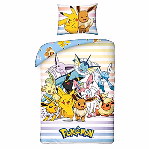 Pokémon Characters Single Cotton Duvet Cover Set - European Size
