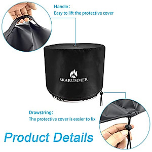 SKARUMMER Fire Pit Covers Fits for Solo Stove Bonfire Shelter, 22 inch Outdoor Waterproof Firepit Cover Round, 420D Oxford Cloth Bonfire Shield Cover (Black)