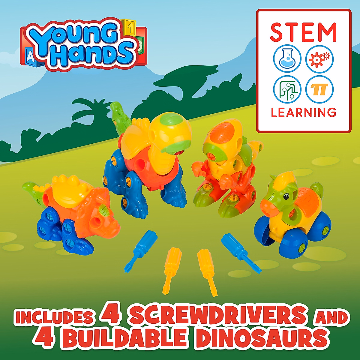 Creative Kids Build & Learn Dinosaur Take Apart Toy Set with Tools Interlocking STEM Educational Building Construction Kit for Preschool, Kindergarten, Boys & Girls Age 3+