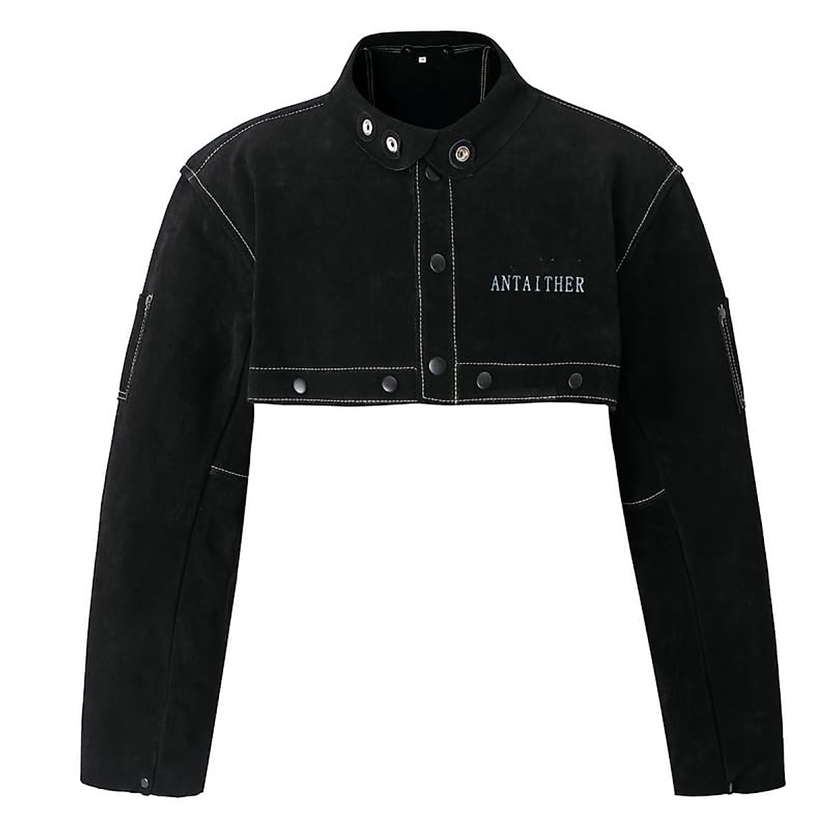 ANTAITHER Split Cowhide Leather Welding Cape Sleeve with Removable 20" Apron - Black, Heat and Flame Resistant (M)