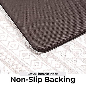 FRESHMINT Anti Fatigue Kitchen Mats for Floor 2 Piece Set, Waterproof & Non-Skid Boho Kitchen Rugs, Cushioned Kitchen Mat for Standing Washable Comfort Desk Kitchen Runners, 17x30+17x47