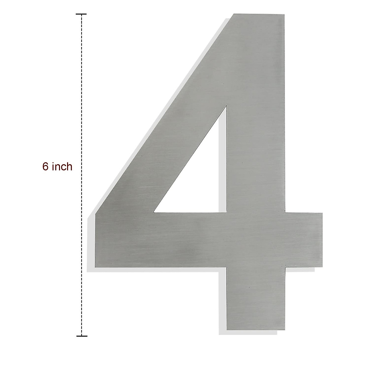 Fitous 6 inch Floating House Number For Outside, Stainless Steel Metal Modern Address Sign Numbers for Mailbox,Home Door,Warehouse Silver Number 4