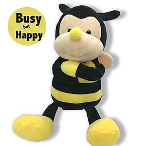 Garden Buzz Cuties Nana The Bee with Smile Face and Yellow Wings Plush Bumblebee Stuffed Animal Shaped Soft Bug Insect Toy Plushie Present