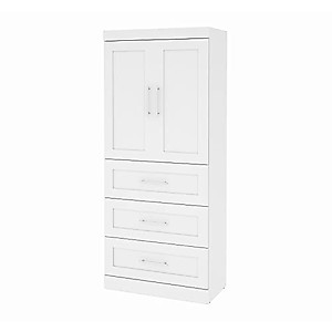 Bestar Pur Wardrobe with 3 Drawers in White, 36W
