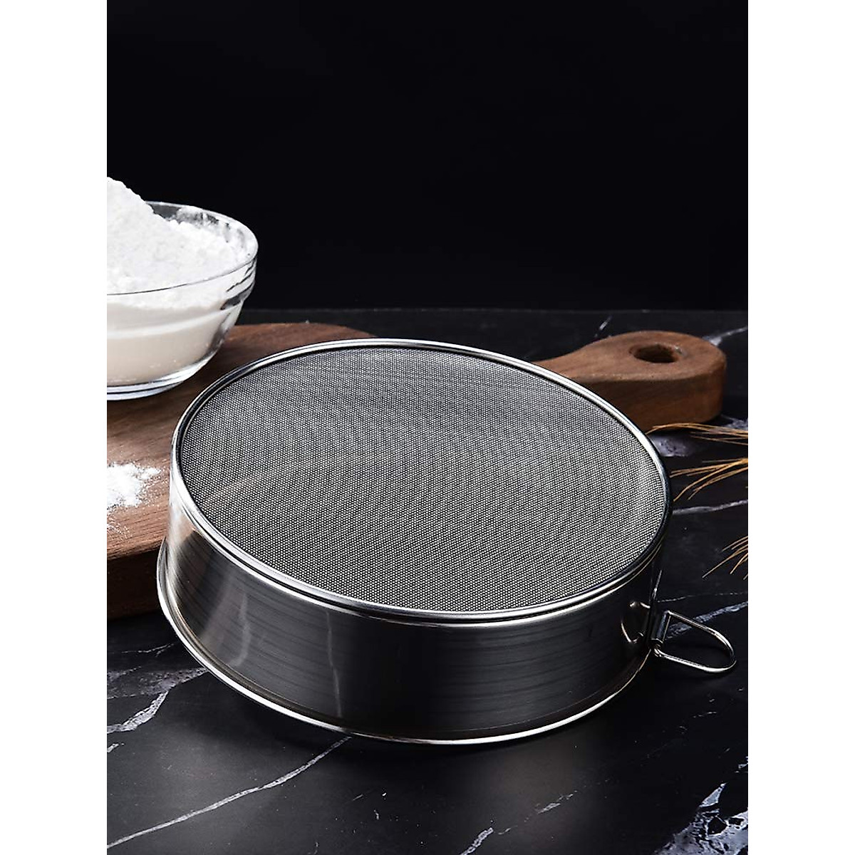 Falytemow Flour Sifter Round Flour Sieve Strainer with 40 Mesh Premium Rustproof Stainless Steel Fine Mesh for Baking 9.84inch x 1.97inch (25cm x 5cm)