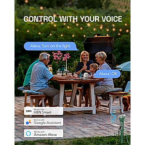 HBN Outdoor Smart Plug Waterproof WiFi Outdoor Outlet Timer with 6 Grounded Outlets, Remote & Voice Control Heavy Duty Yard Stake Plug Compatible with Alexa and Google Assistant No Hub Required