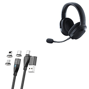 BoxWave Cable Compatible with Razer Barracuda X (2022) - MagnetoSnap PD AllCharge Cable (100W), Magnet PD 100W Charging Cable USB Type-C Micro USB for Razer Barracuda X (2022) - Jet Black