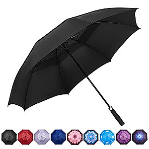 Goothdurs 62 Inches Golf Umbrella Automatic Open Windproof Waterproof Large Double Canopy Vented Rain Stick Umbrellas for Men Women