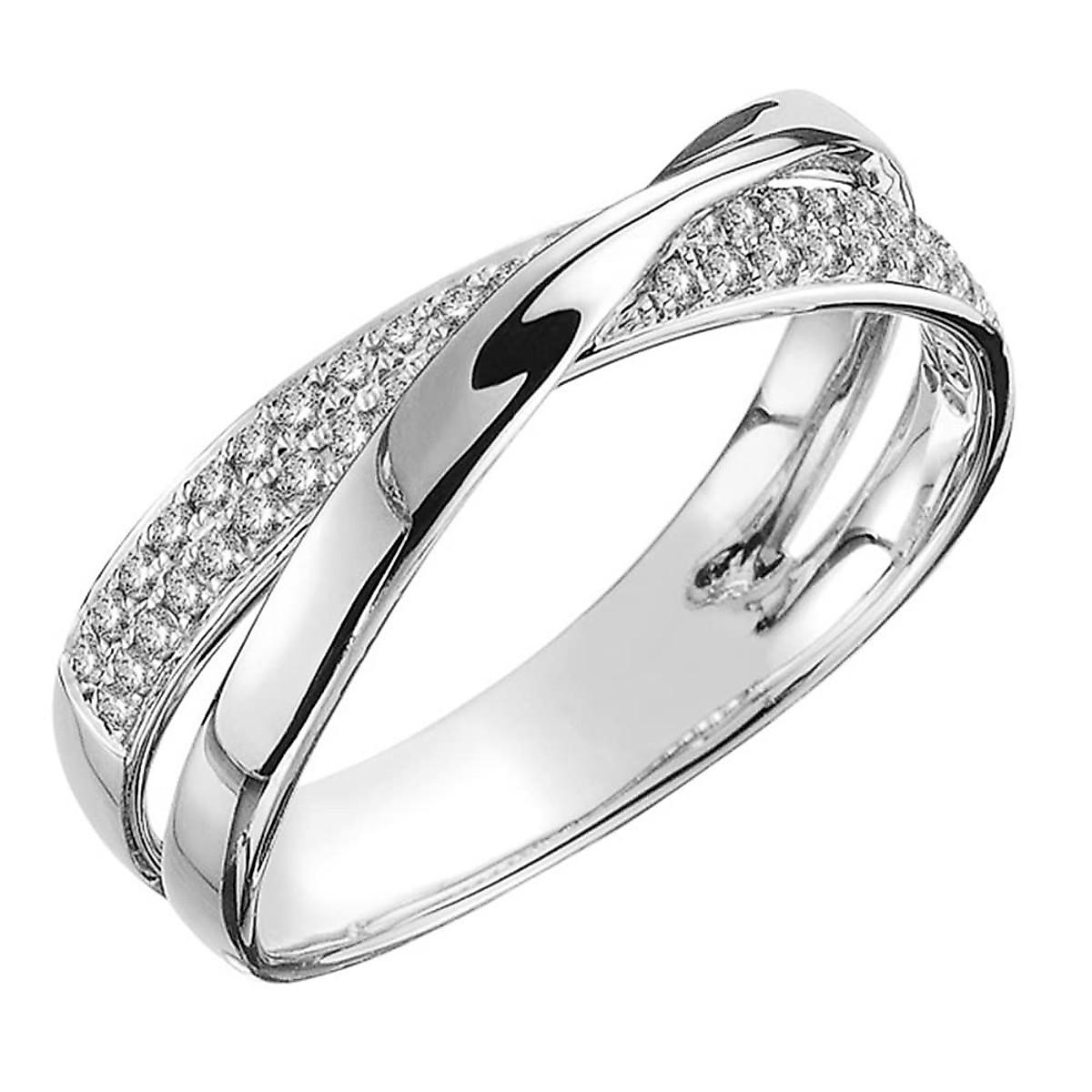 WDIYIEETN Fashion Jewelry Rhodium Plated Sterling Silver Infinity Symbol Shiny Cubic Zirconia Crystal Diamond Criss Cross Wedding Ring for Women Size 5-11 (10)