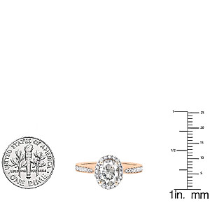 Dazzlingrock Collection 18K 8X6 MM Oval Lab Created Emerald & Round Diamond Women Ring, Rose Gold, Size 5.5