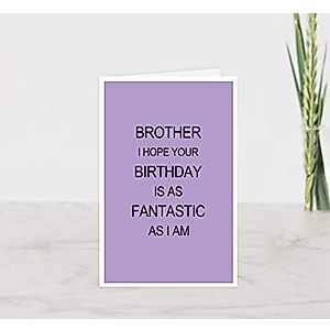 Birthday Card for Brother, Funny Brother Birthday Card, Brother I Hope Your Birthday Is As Fantastic As I Am
