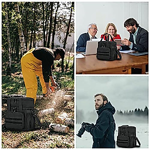 HSHRICH Tactical Lunch Box for Men, Double Deck Expandable Insulated Lunch Bag, Durable Waterproof Leakproof Cooler Bag for Adults Work, Outdoor, Picnic, Camping, 15L, Black