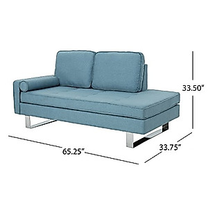 Christopher Knight Home Phelps Modern Fabric Chaise Loveseat, Blue, Silver
