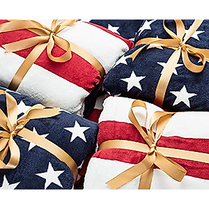 Chanasya Patriotic US Flag Print Sherpa Throw Blanket - Lightweight Microfiber for Couch and Bed - Great Gift for Veteran, Friend, Men, Women, Proud American House (50x65 Inches)