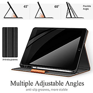 auaua Case for iPad 9th/8th/7th Generation 10.2 inch (2021/2020/2019 Released), with Pencil Holder, Vegan Leather, Auto Sleep/Wake Smart Cover (Brown)