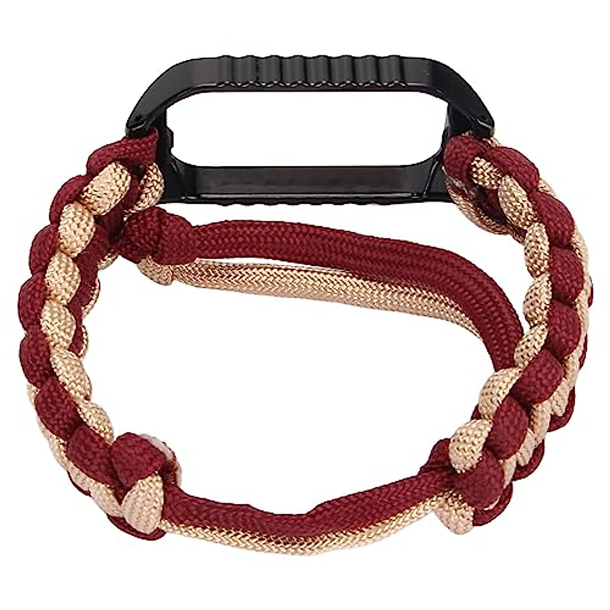 DAUZ Braided Nylon Watch Strap, Stylish 2 in 1 Watch Protective Case for Redmi Band 2 Smart Watch for Men Women (Red And Gold)