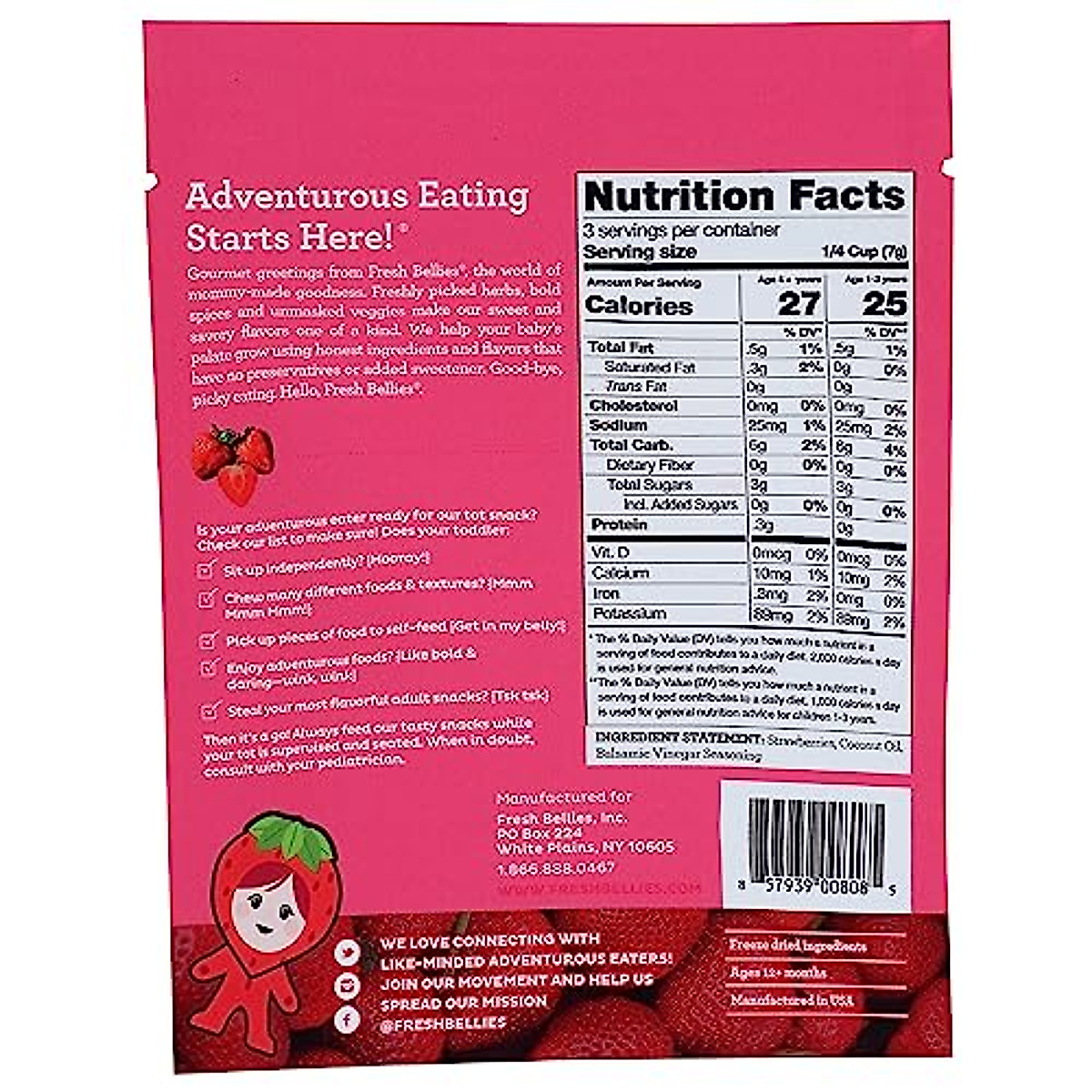 FRESH BELLIES Strawberry Feels Forever Strawberries and Balsamic Snack, 0.75 OZ