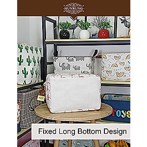 HUNRUNG Rectangle Storage Basket Cute Canvas Organizer Bin for Pet/Children Toys, Books, Clothes Perfect for Rooms/Playroom/Shelves (Flamingo)