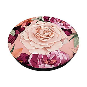 Floral - Pink Rose Purple Flowers Print Design PopSockets PopGrip: Swappable Grip for Phones & Tablets